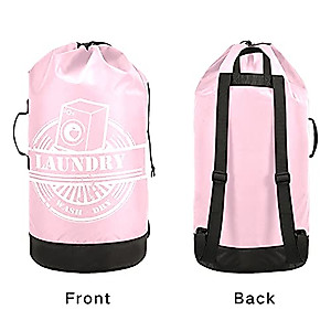 Pink Laundry Bag Backpack Washable Large Enough Dirty Clothes Organizer for Vacation Road Trip Essentials Drom