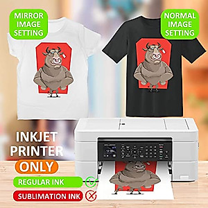 Printable Heat Transfer Paper for Inkjet Printers, 20 Sheets Mixed Pack - Light and Dark Fabric Iron-On Transfer Paper for DIY T-shirts, 8.5X11 Inch