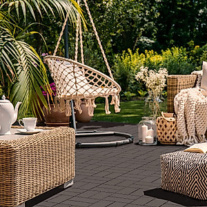 Goovilla Plastic Interlocking Deck Tiles, 9 Pack Outdoor Patio Flooring, 12"x12" Interlocking Decking Tile Outdoor All Weather Use, Waterproof Patio Pavers for Pool Balcony Backyard Porch, Dark Coffee