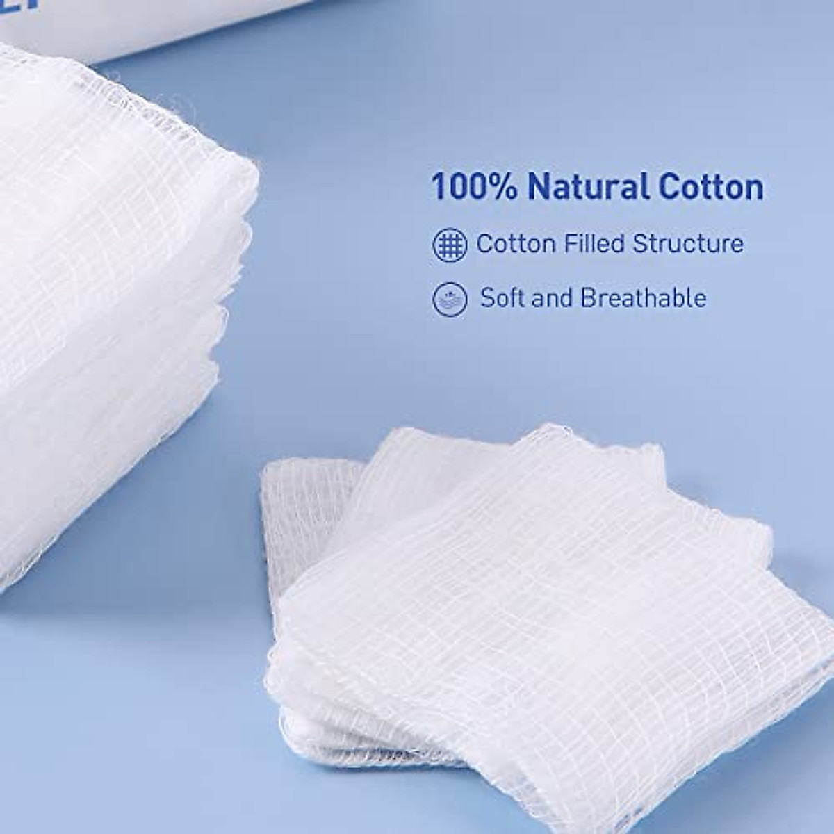 JMU Cotton Gauze Pads 2x2, 8-ply Woven Gauze Sponges, 200pcs Non-Sterile Surgical Sponges, Nonstick Dental Gauze Pads for First Aid Wound Dressing