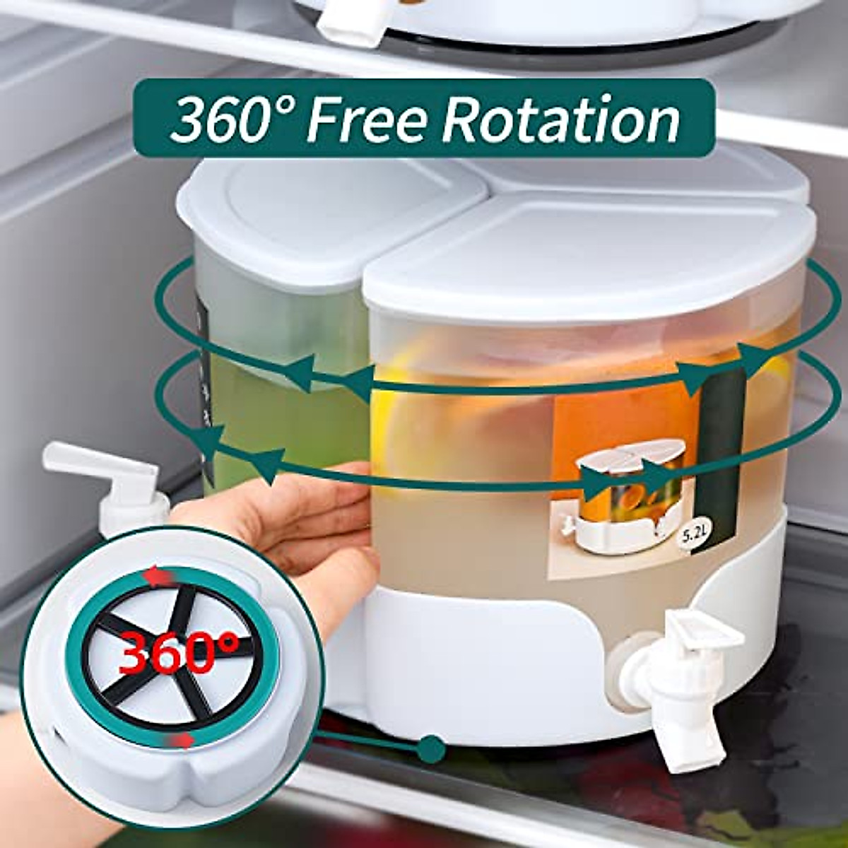 1.37 Gallons Beverage Dispenser with Spigot, Rotate 360° Removable Plastic Juice Dispenser, with Dust-Proof Lid & Large Capacity Removable Stand