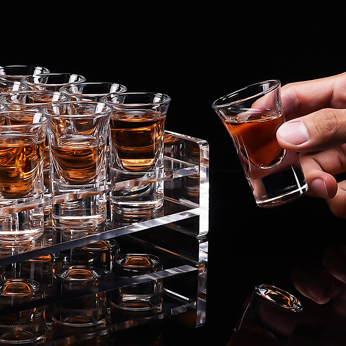 Kichvoe Shot Glass Holder Shot Glasses Bulk Serving Tray Shot Glass Serving Tray Acrylic Cup Rack Organizer for Bar Party-12 Holes