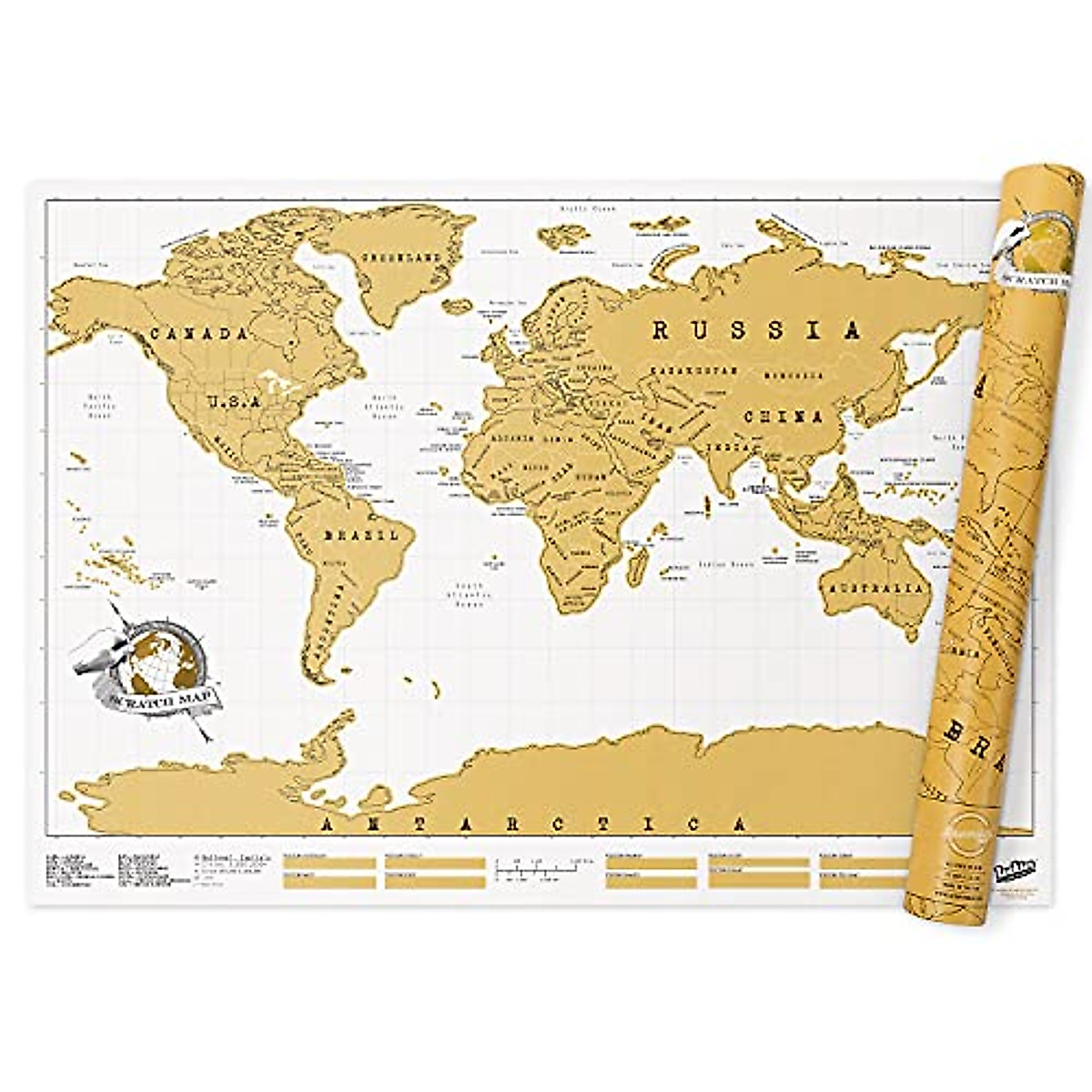 Luckies of London | Scratch Off World Map Original | Travel Map To Track Travels | World Map Wall Art For Office Decor | Scratch Art For Adults | Travel Journal Alternative | Travel Gifts | Large