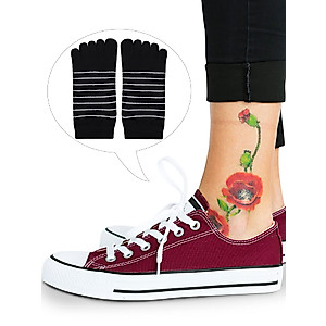 5 Pairs Stripe Toe Socks Finger Socks Low Cut Colorful Socks for Women Girl Supplies (Stylish Style, Classic Colors)