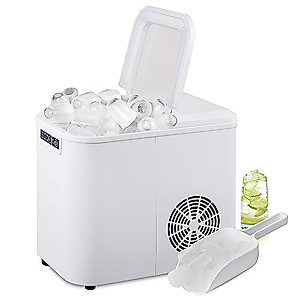 Magshion Ice Maker Countertop with Self-Cleaning, 26lbs/24H, Bullet-Shaped Ice (2 Sizes), Digital Display & Timer, 1.8lbs Ice Storage Capacity, Ice Cube Maker Machine for Home & Kitchen (White)