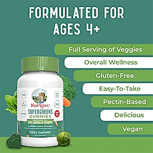 MaryRuth's Super Greens Gummies | Sugar Free | Super Greens Powder in a Gummy | 8 Greens Gummies with a Full Serving of Veggies for Adult & Kids Age 4+ | 2g Fiber Per Serving | Vegan | 60 Count