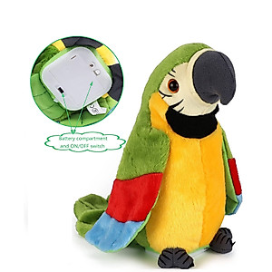 Auhafaly Talking Parrot, Repeats What You Say Plush Animal Toy Electronic Parrot Parrot for Boys, Girls Gift