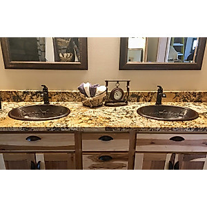 SimplyCopper 19" Oval Copper Bath Sink with BARB WIRE Design with Daisy Drain