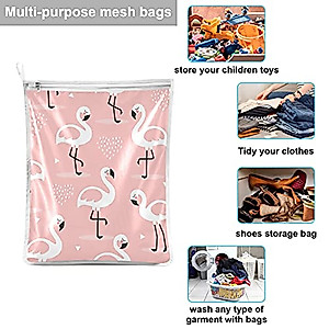Xigua 2PCS Flamingo Mesh Laundry Bag Storage Organizer Bag Delicates Durable Travel Washing Bag for Sock,Lingerie,Large Garment
