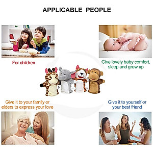 Zoo Animals Hand Puppets Set of 4 -Elephant, Tiger, Giraffe, Monkey Plush Animal Toys for Kids Babies and Toddlers Social Skills…