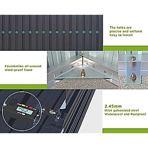 VanAcc 10x12x7.5 FT Outdoor Storage Shed, Galvanized Steel Metal Garden Sheds with 2 Light Transmitting Window and Double Lockable Door, Oversized Tool Sheds for Backyard Patio Dark Grey/White