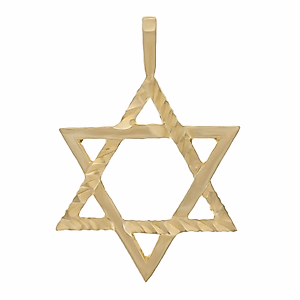 14k Yellow Gold Diamond-Cut Star of David Charm Pendant