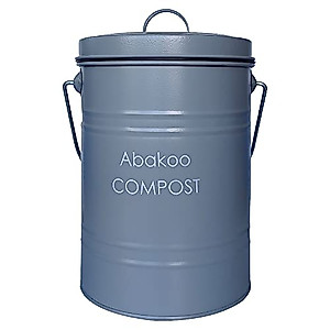 Abakoo Stainless Steel Compost Bin - Premium Grade 304 Stainless Steel Kitchen Composter - Includes 4 Charcoal Filter, Indoor Countertop Kitchen Recycling Bin Pail (1.0 Gallon (Gray))