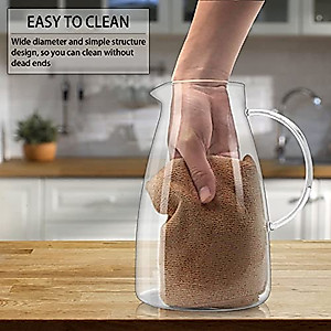 XKY 74oz Glass Pitcher - Heat Resistant Borosilicate Glass Jug, Removable Lid And Wide Handle, Easy Clean - Jugs Water Pitcher