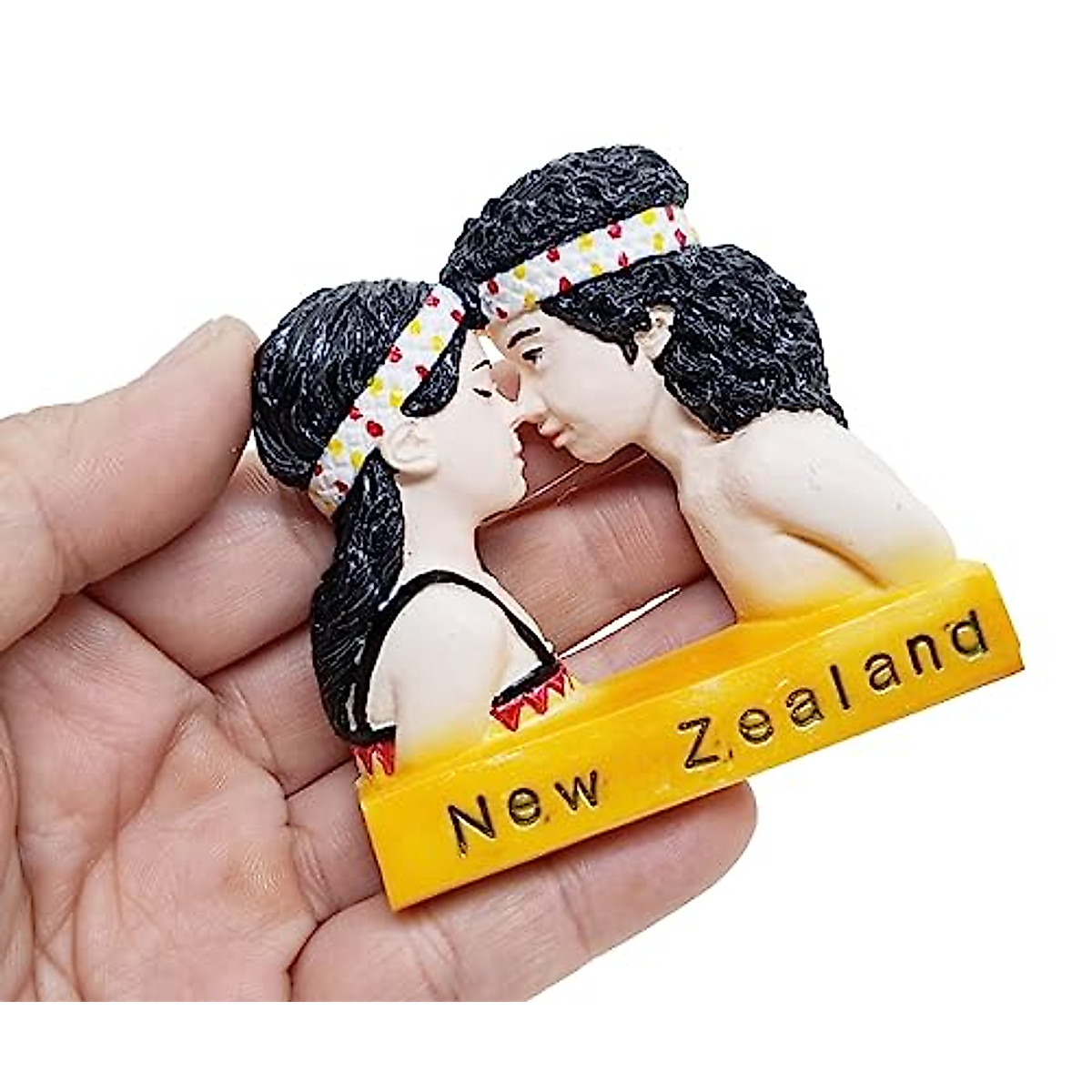WitnyStore Tiny Maori Couple of Lovers Māori Indigenous Polynesian People, New Zealand Australia Oceania Tourist Attractions Resin Refrigerator Magnet Traveler Souvenir Gift Memento 3D Fridge Magnets