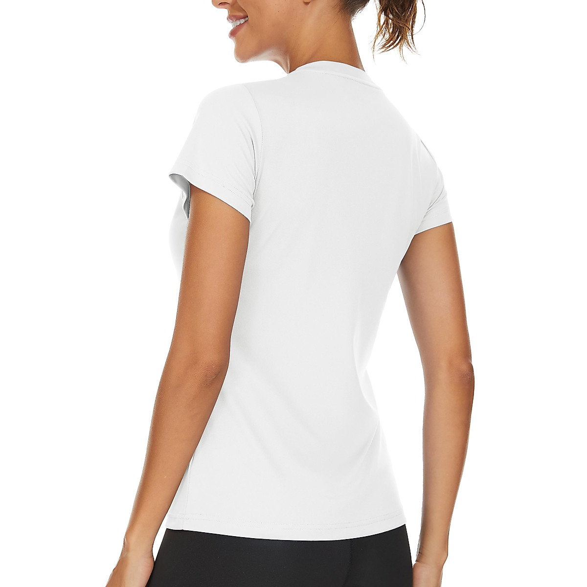 TACVASEN Women's UV Protection Shirts Athletic Sun Shirts UPF 50+ Workout Shirts Short Sleeve White T Shirts for Women