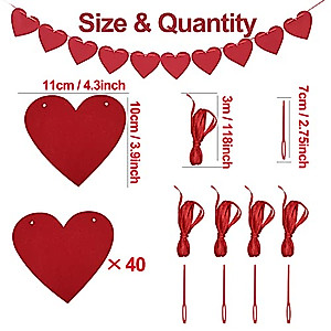 4 Packs Heart Garland Decorations for Valentines Decor Valentines Heart Felt Banner for Valentines Decorations, Anniversary, Wedding, Engagement Party Home Decor