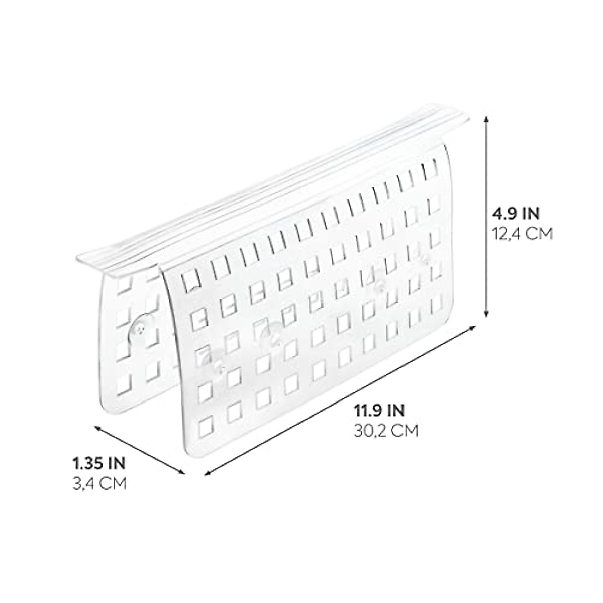 iDesign Euro Plastic Saddle, Glassware and Sink Protector for Kitchen, Bathroom Pots, Pans, Dishes, 11" x 12", Clear