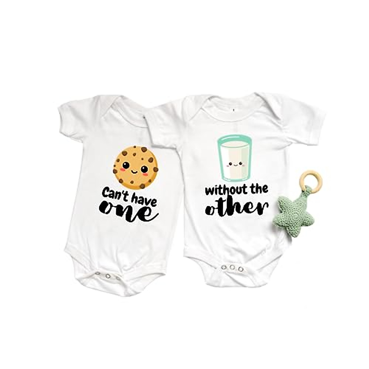Milk and Cookies, You can't have one without the other baby boy girl bodysuits twin set (4T/5T Shirt)
