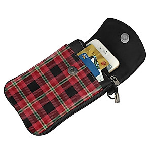 Red Green Buffalo Check Plaid Christmas Pattern Causal Sling Bag Print Novelty Cell Phone Purse Wallet Lightweight Crossbody Bags for Women Girls