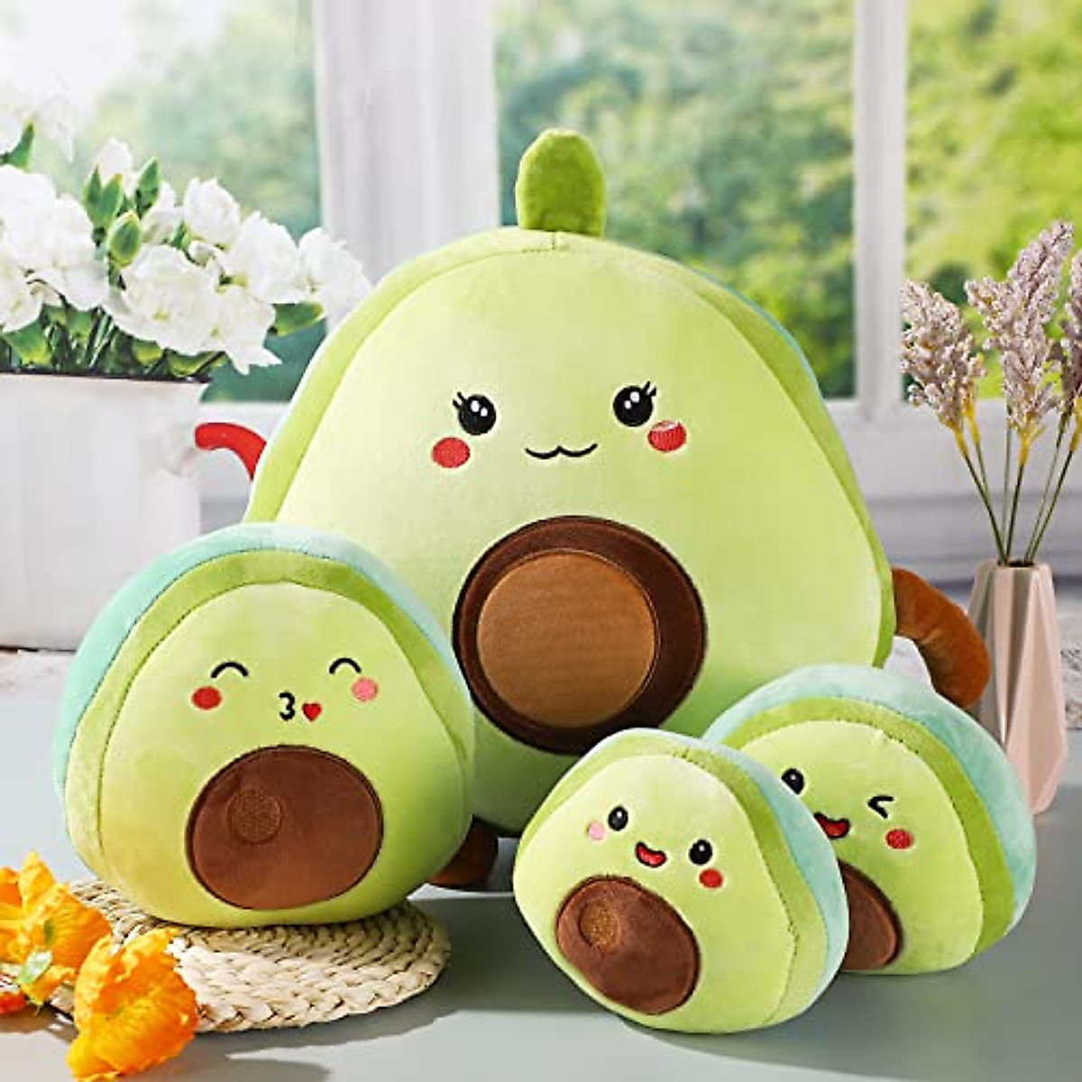 4 Pieces Soft Pillow Stuffed Toy Food Pillows Fruit Plush Pillow Kids' Plush Toy Pillows Fruit Hugging Cushion for Home Bedroom Office Supplies (Avocado)