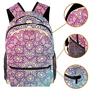 VBFOFBV Lightweight Casual Laptop Backpack for Men and Women, Purple Blue Ethnic Mandala Retro