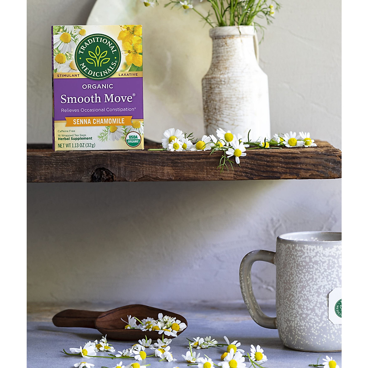 Traditional Medicinals Smooth Move Senna Herbal Stimulant Laxative Tea, Chamomile, Net WT 1.13oz (Pack - 2)