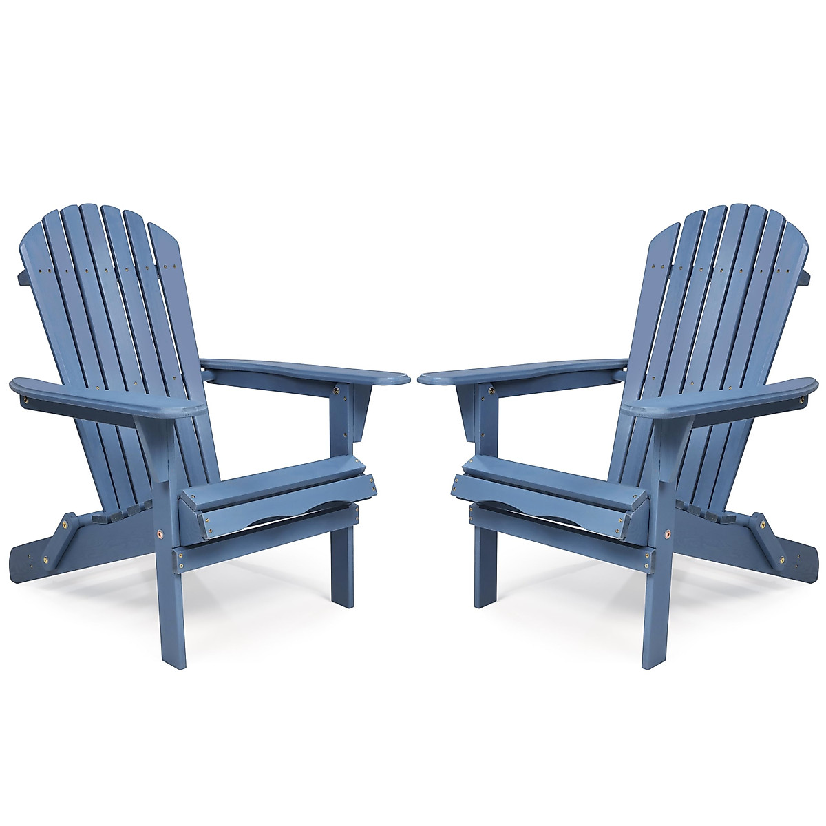 Wooden Folding Adirondack Chair Set of 2, Pre-Assembled BackRest Wood Lounge Chair for Outdoor Patio Garden Lawn Backyard Deck Pool Beach Firepit