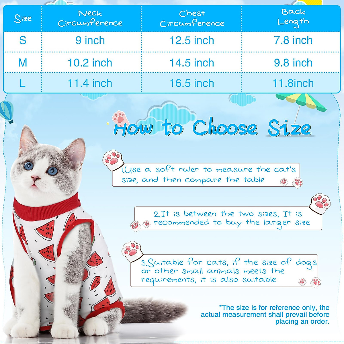 Kacctyen 6 Set Cat Recovery Suit After Surgery Female and Male Cat Surgery Suit Kitten Recovery Suit E Collar Alternative Pajama Cat Clothes for Spay Suit Abdominal Skin Anti Licking(Fruit,Medium)