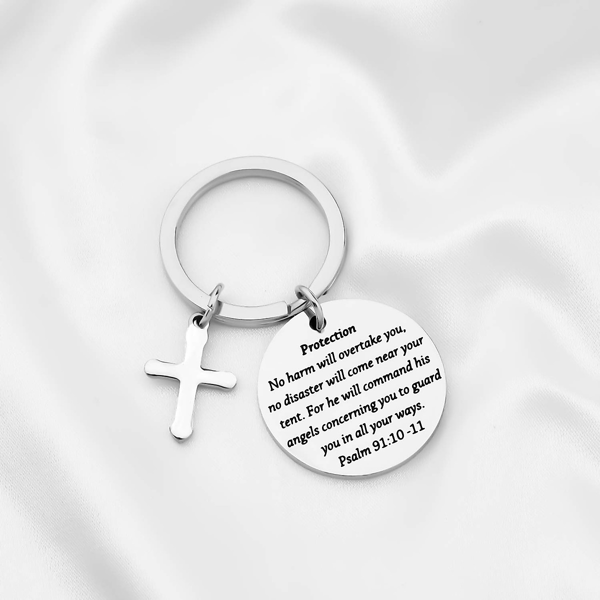 bobauna Bible Verse Keychain Psalm 91 (protection Psalm 91:10-11 keychain)