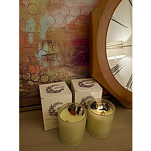 Zebra Calcite Soy Wax Crystal Candle (Natural) | Relaxing Scented Candle | 8 oz (Nectarine & Honey)