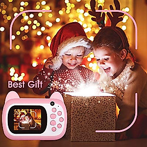 Instant Print Camera for Kids, Upgrade Selfie Kids Camera, Digital Zero Ink Video Camera with 3 Rolls Print Paper Camera, 1000 mAh, Dual Lens,1080P HD Video Recorder for Girls and Boys Gifts (Pink)