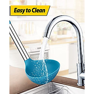 Pack of 2 Ladle Spoon,Silicone Large Spoon for Soup,Non Stick Kitchen Utensils with High Heat Resistant,BPA Free Perfect Kitchen Tools for Cooking, Stirring,Serving Soups (GRAY BLUE)