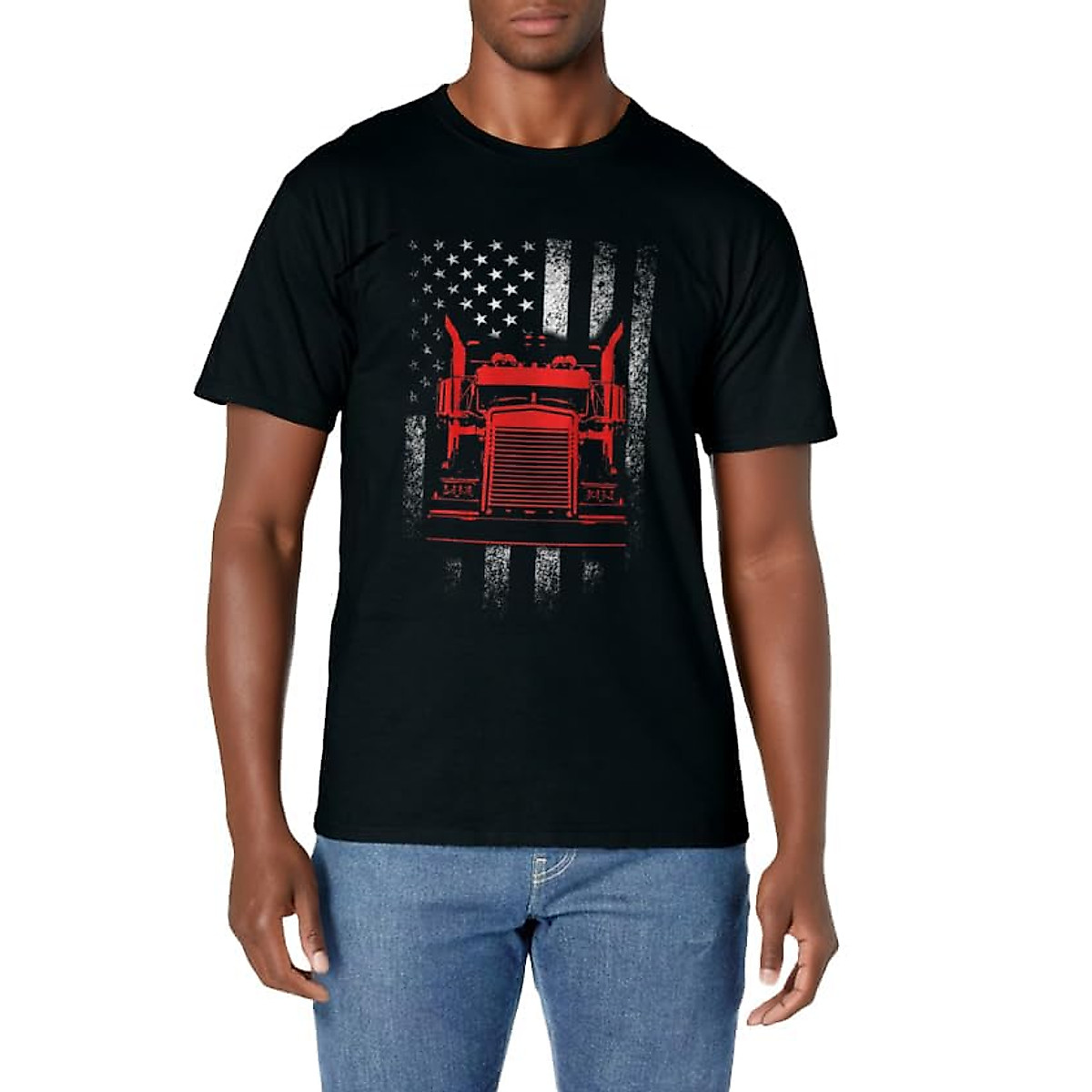 Us trucking - US flag with truck t-shirt