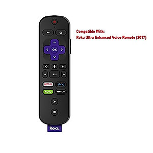 Silicone Remote Case for Roku Ultra 2017/2018(4661) Remote Control Protective Cover for Roku Ultra 4661R with Power Button Remote Anti-Slip Anti-Lost with Hand Strap (Glow in Dark Green)