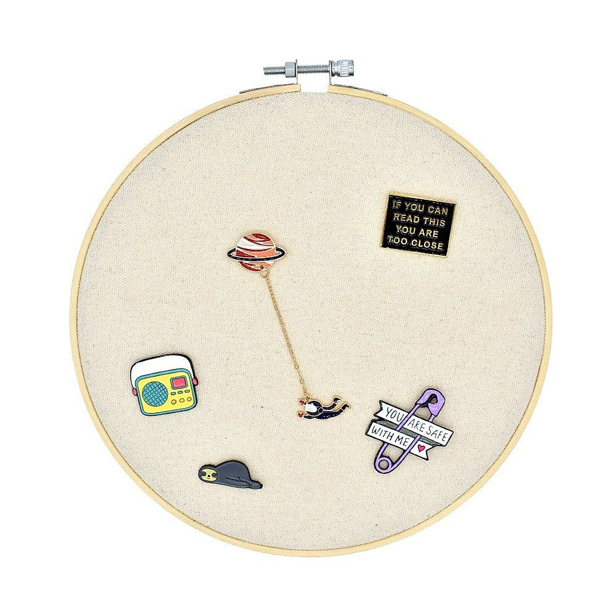 REOVE Wall Hanging Pin Collection Display Stand Enamel Pin Display Holder Display Board, Canvas Leather Embroidery Hoop for Display Pins Buttons Wall Decoration