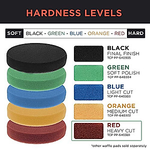 TCP Global 6.5" Red Flat Heavy Cut Grip Foam Polish Buff Pad - DA Hook & Loop