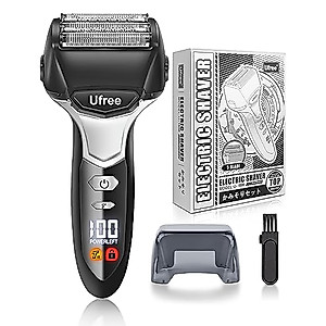 Ufree Electric Razor for Men, Waterproof 5-Blade Foil Shaver, 2 Speeds Electric Shavers for Men Face Shaving Machines with Pop-up Beard Trimmer, Gifts for Men, Rechargeable, Wet & Dry Shave