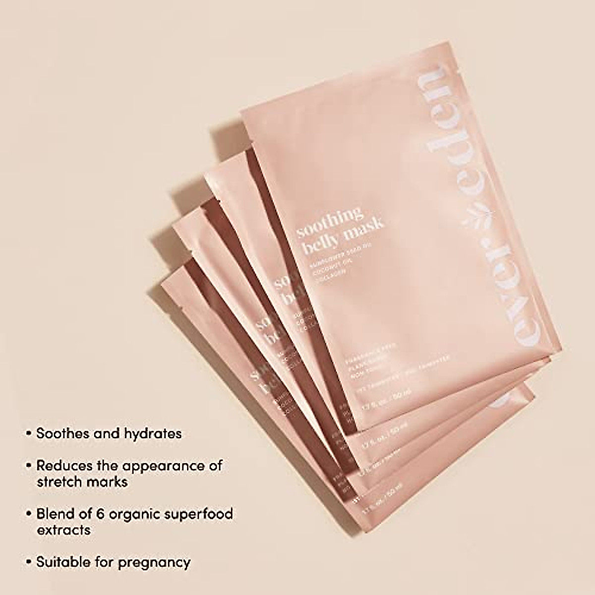 Evereden Soothing Belly Mask - 1 Belly Mask for Pregnant Women 2nd & 3rd Trimester - Hydrating, Nourishing, & Soothing Pregnancy Skin Care Belly Masks - Clean & Vegan Pregnancy & Maternity Products