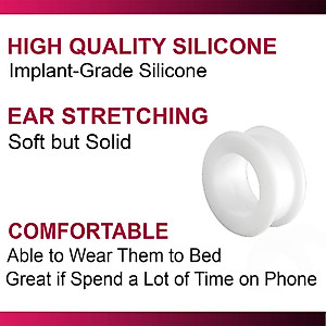 bodyjewellery 15/16G gauge 24mm White Implant grade sili Double Flare Tunnels Ear Plugs SI01 AHAH Ear Stretching Stretchers Piercing 2Pcs