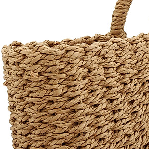 Summer Rattan Bag for Women Straw Hand-woven Top-handle Handbag Beach Sea Straw Rattan Tote Clutch Bags (Beige)