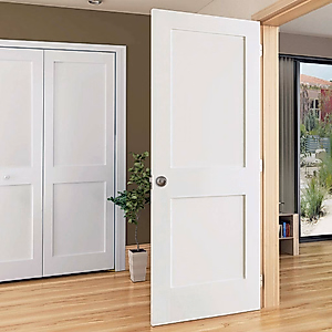 Snavely International 2-Panel Door, White Primed Shaker, Solid Wood Core (30x80)