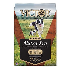Victor Super Premium Dog Food – Purpose - Nutra Pro – Gluten Free, High Protein Low Carb Dry Dog Food for Active Dogs of All Ages – Ideal for Sporting Dogs, Pregnant or Nursing Dogs & Puppies, 15lbs
