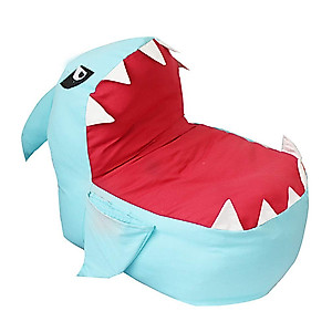 DreamsEden Shark Stuffed Animal Storage Bag Chair Dual-use Toy Organization Seat for Kids, Bag Only No Stuffing (Blue)