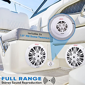 Pyle 200 Watt Marine Speaker System - Weather Resistant Dual 2 Way 6.5 Inch Outdoor Stereo Audio Sound Speakers w/ 85Hz-6kHz Frequency Response, Heavy Duty 8oz Magnet Structure PLMR6KW, White