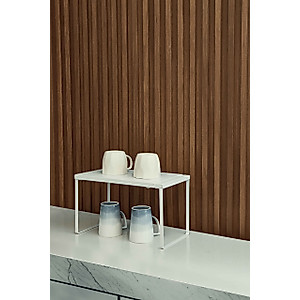 Nxconsu Cabinet Shelf Expandable Organizer Riser Rack for Kitchen Pantry Cupboard Under Sink Countertop Home Organization Extra Storage Space Saver Heavy Duty Metal Edgeless Design White Large