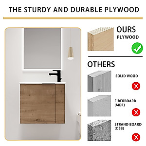 Malwee 22" Floating Bathroom Vanity with Sink, 22 Inch Single Sink Wall Mounted Bathroom Vanity, with 1 Door and White Ceramic Basin Sink Top (002-22)