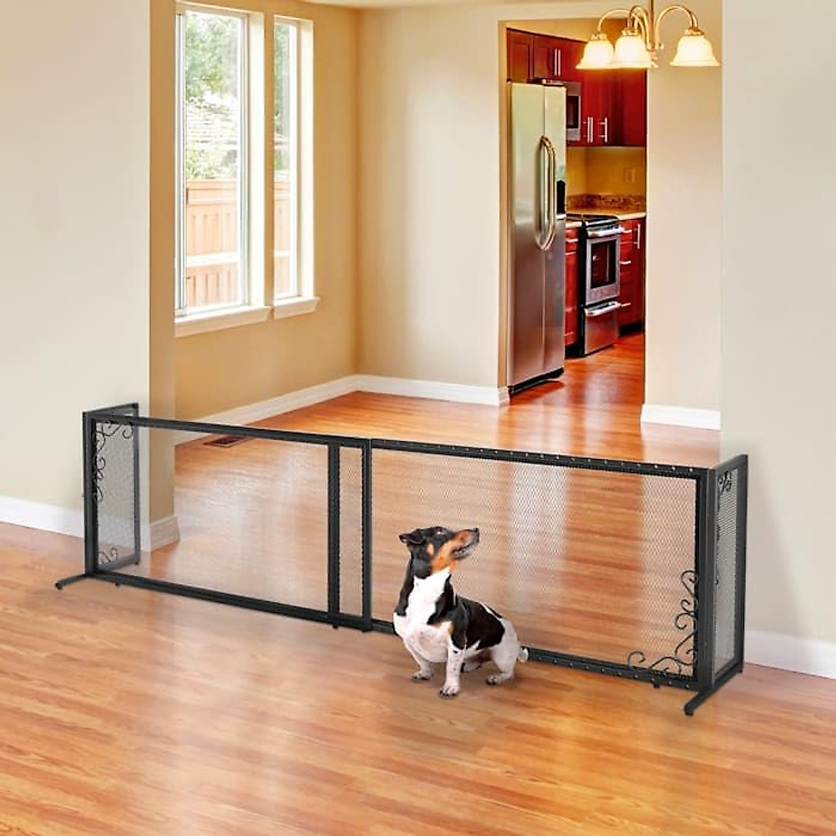 Richell USA - Freestanding Metal Mesh Pet Gate Large (94946) (Black)