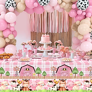 Farm Animal Themed Party Decoration for Girl,Farm Barn Animals Backdrop Banner Farmhouse Animals Decor Party Tablecloth Balloon Arch Garland Kit for Birthday Photography Baby Shower Party Supplies