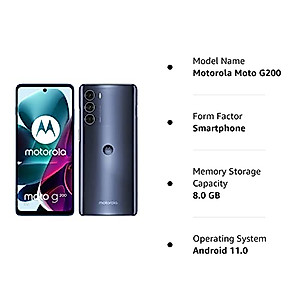 Motorola Moto G200 Dual-SIM 128GB ROM + 8GB RAM (GSM Only | No CDMA) Factory Unlocked 5G Smartphone (Stellar Blue) - International Version